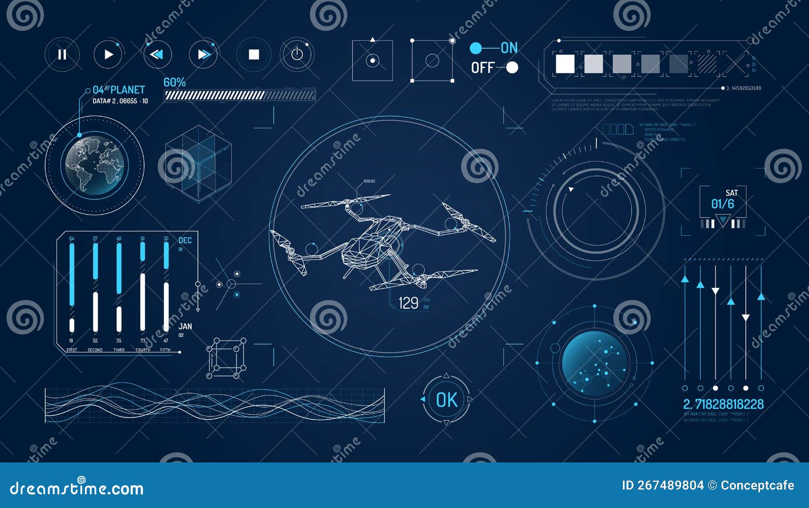 Set of Infographic Elements about Drone and Geolocation. Stock Vector ...