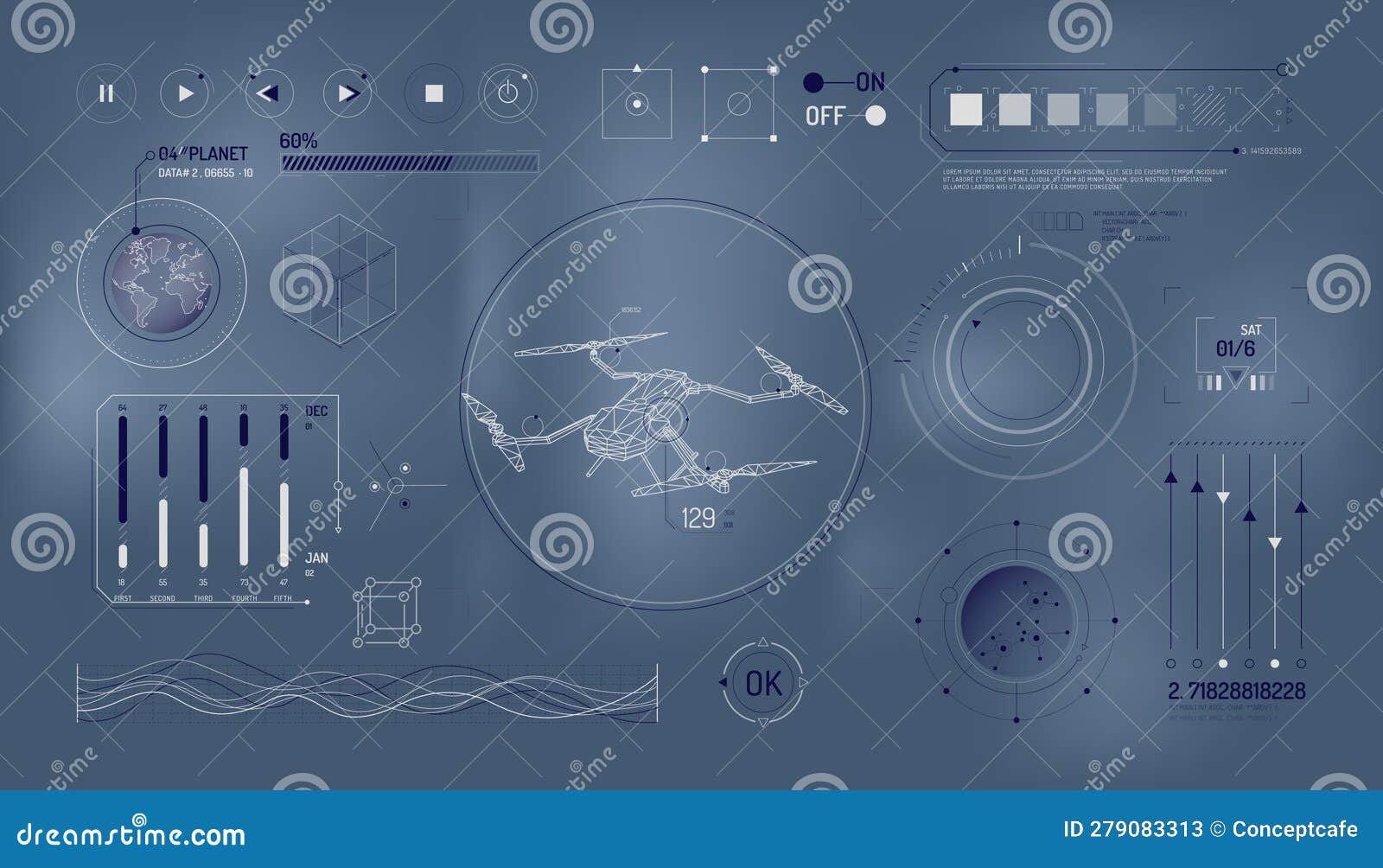 Set of Infographic Elements about Drone and Geolocation. Stock ...
