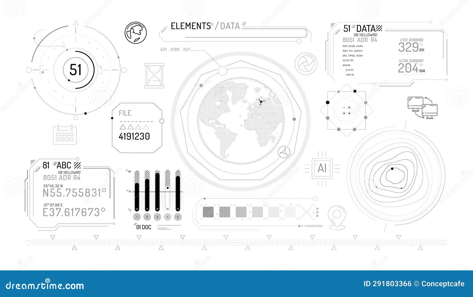 Set of Infographic Elements about Geolocation and Data Exchange. Stock ...