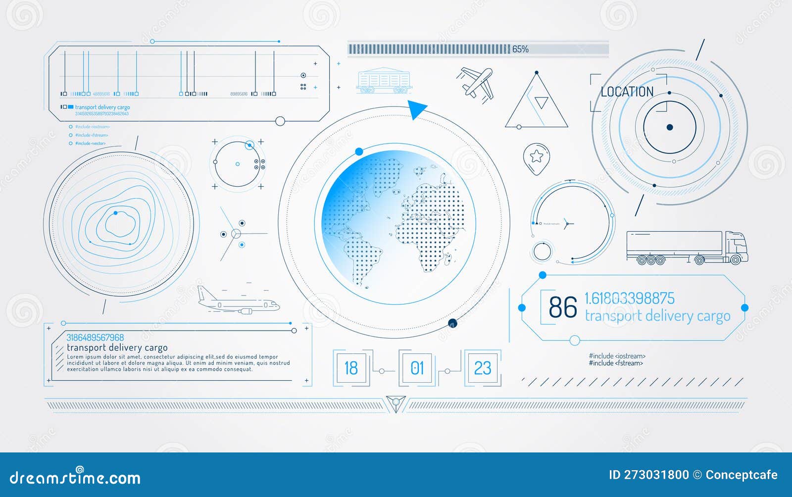 Set of Infographic Elements about Geolocation and Transportation ...