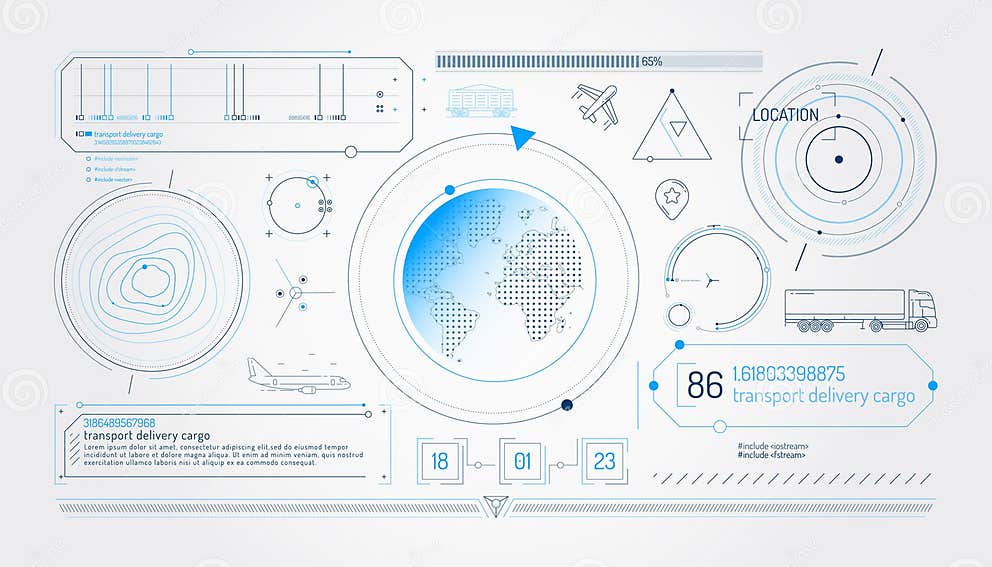 Set of Infographic Elements about Geolocation and Transportation ...