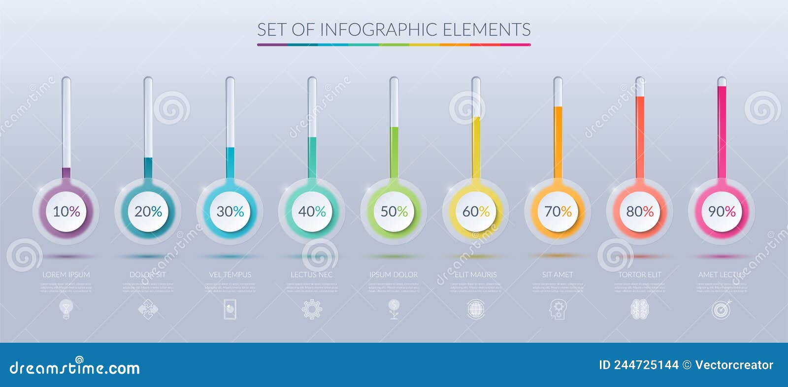 Set of Infographic Elements with Glass Effect. Can Be Used To Visualize ...