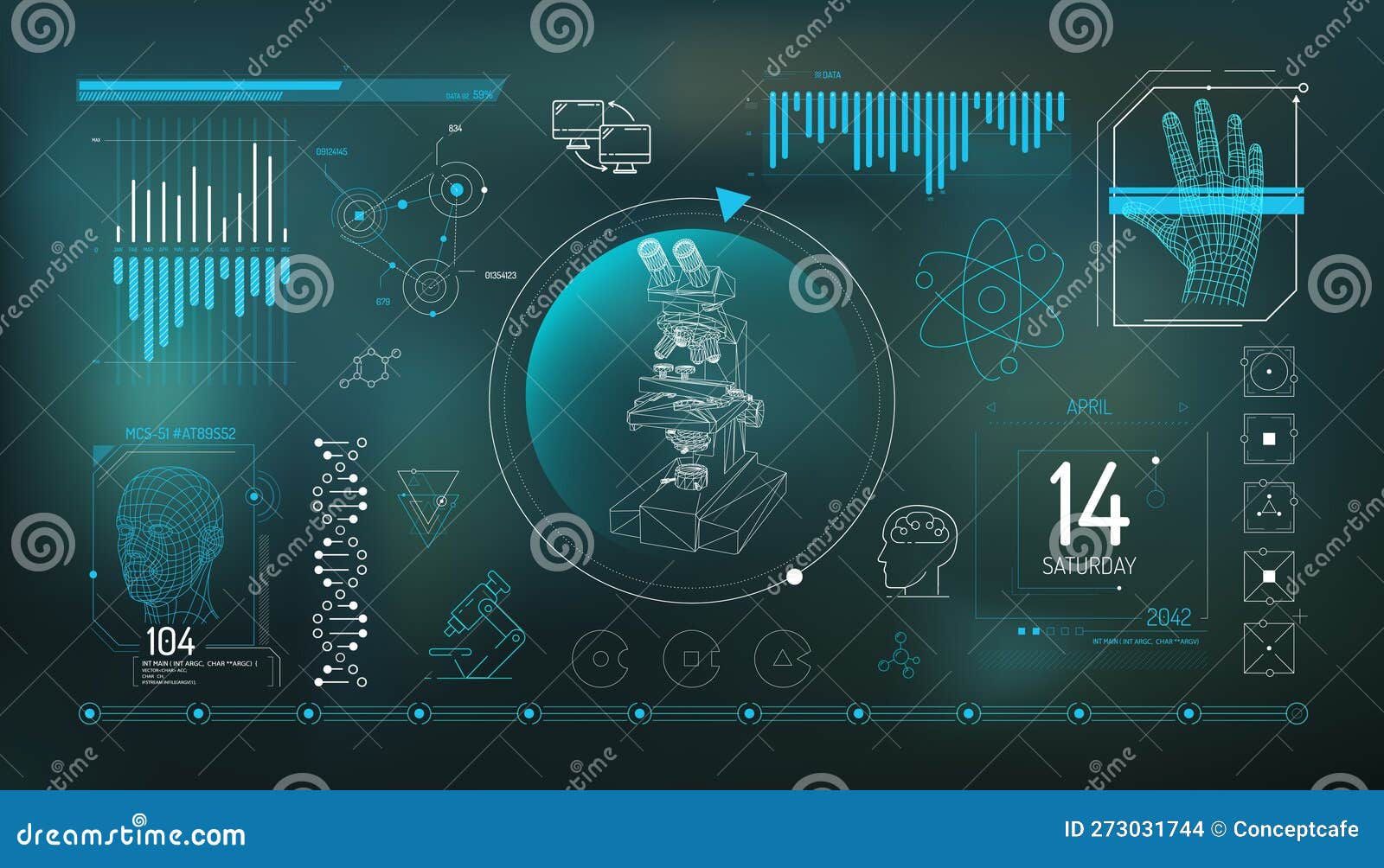 Set of Infographic Elements about Microscopy and Biomedical Research ...