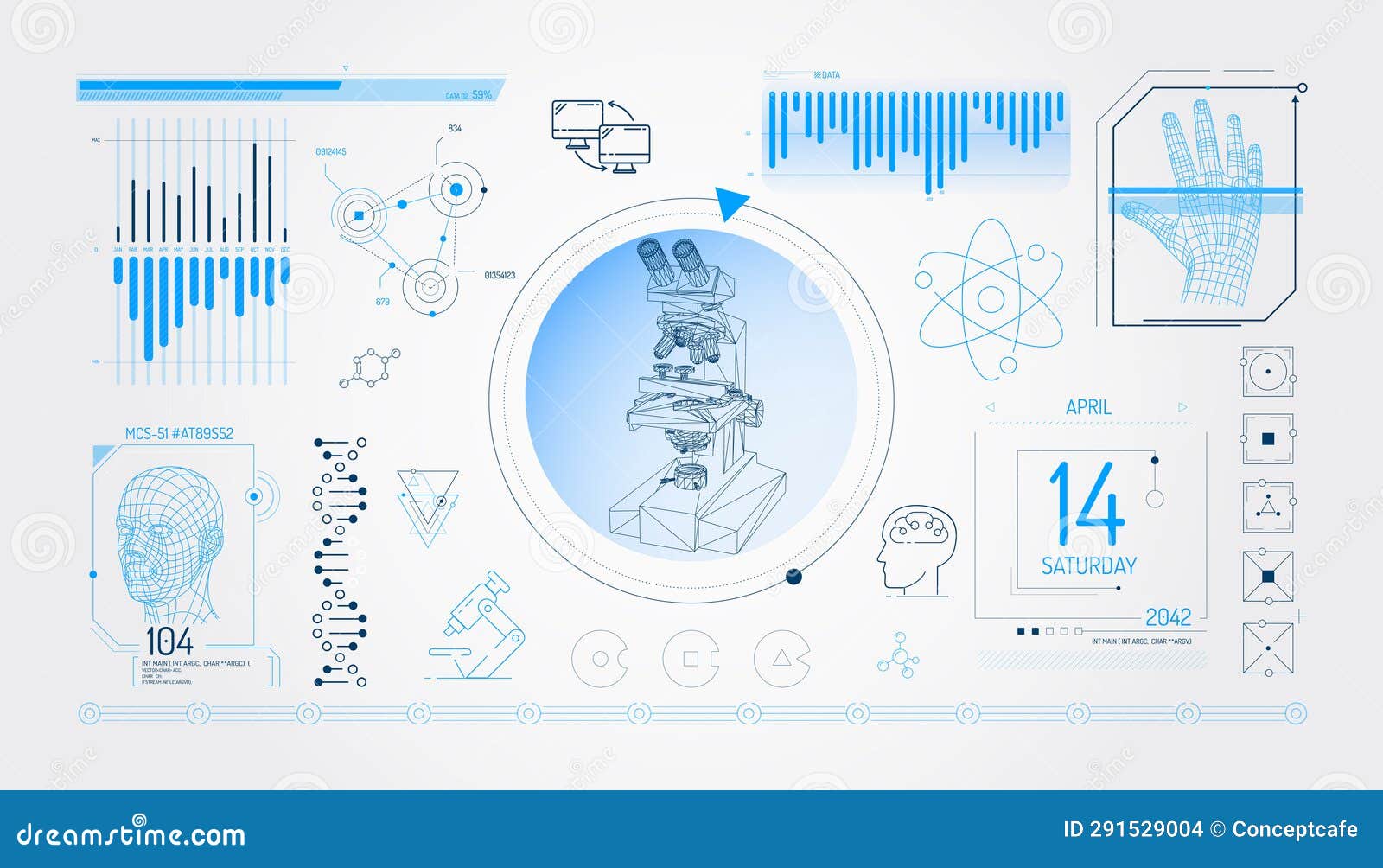 Set of Infographic Elements about Microscopy and Biomedical Research ...