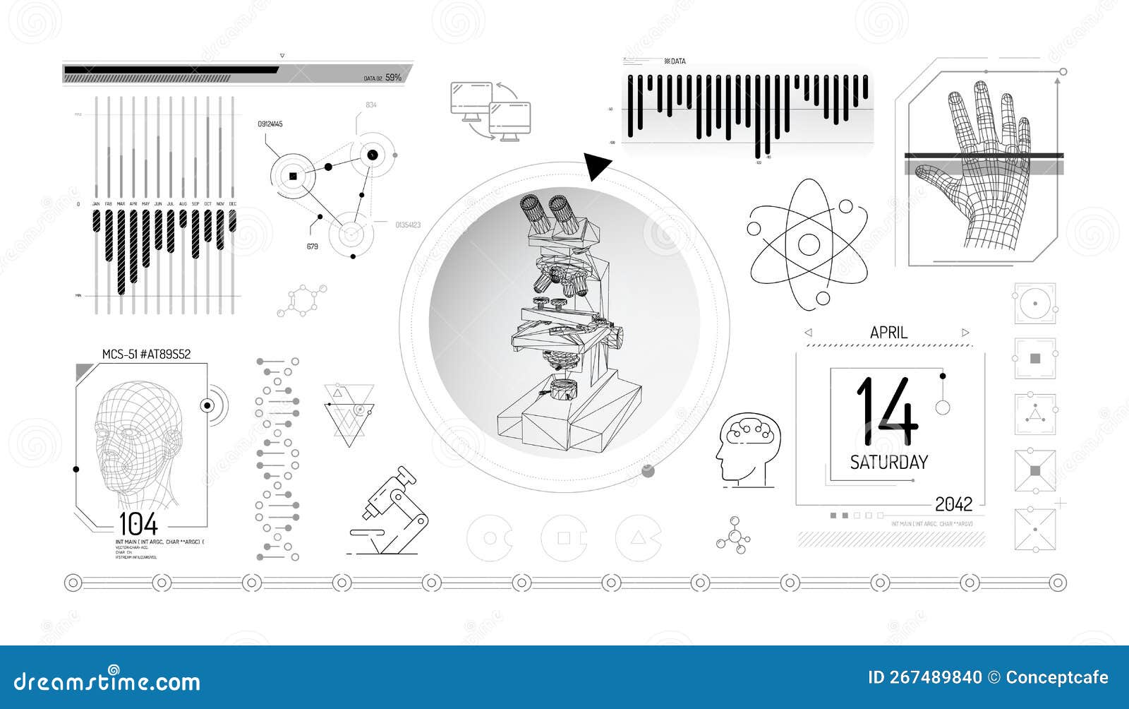 Set of Infographic Elements about Microscopy and Biomedical Research ...