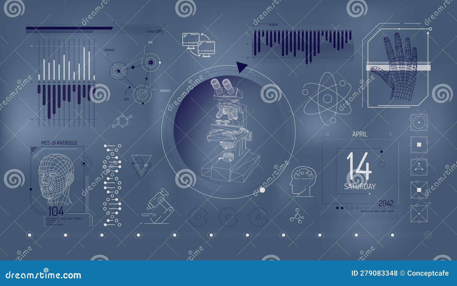 Set of Infographic Elements about Microscopy and Biomedical Research ...