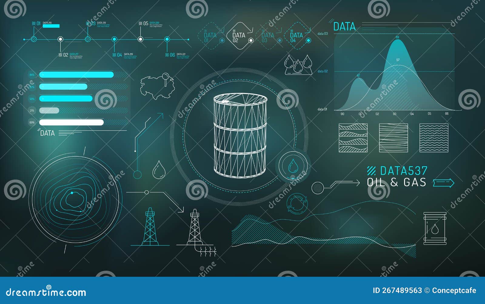 Set of Infographic Elements about Oil Exploration and Production. Stock ...