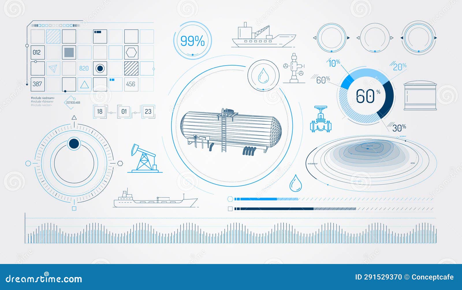 Set of Infographic Elements about Oil Storage and Transportation. Stock ...