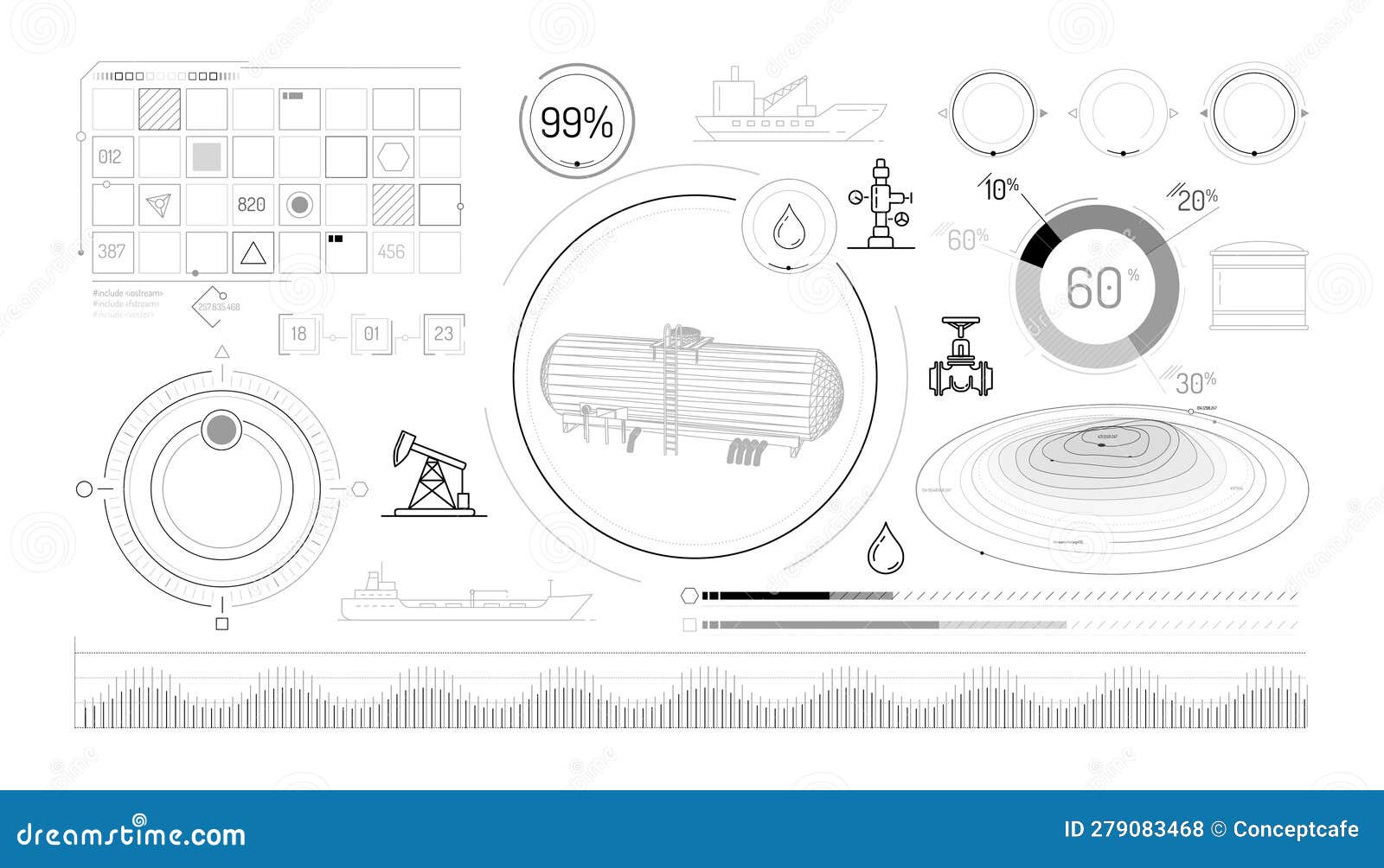Set of Infographic Elements about Oil Storage and Transportation. Stock ...