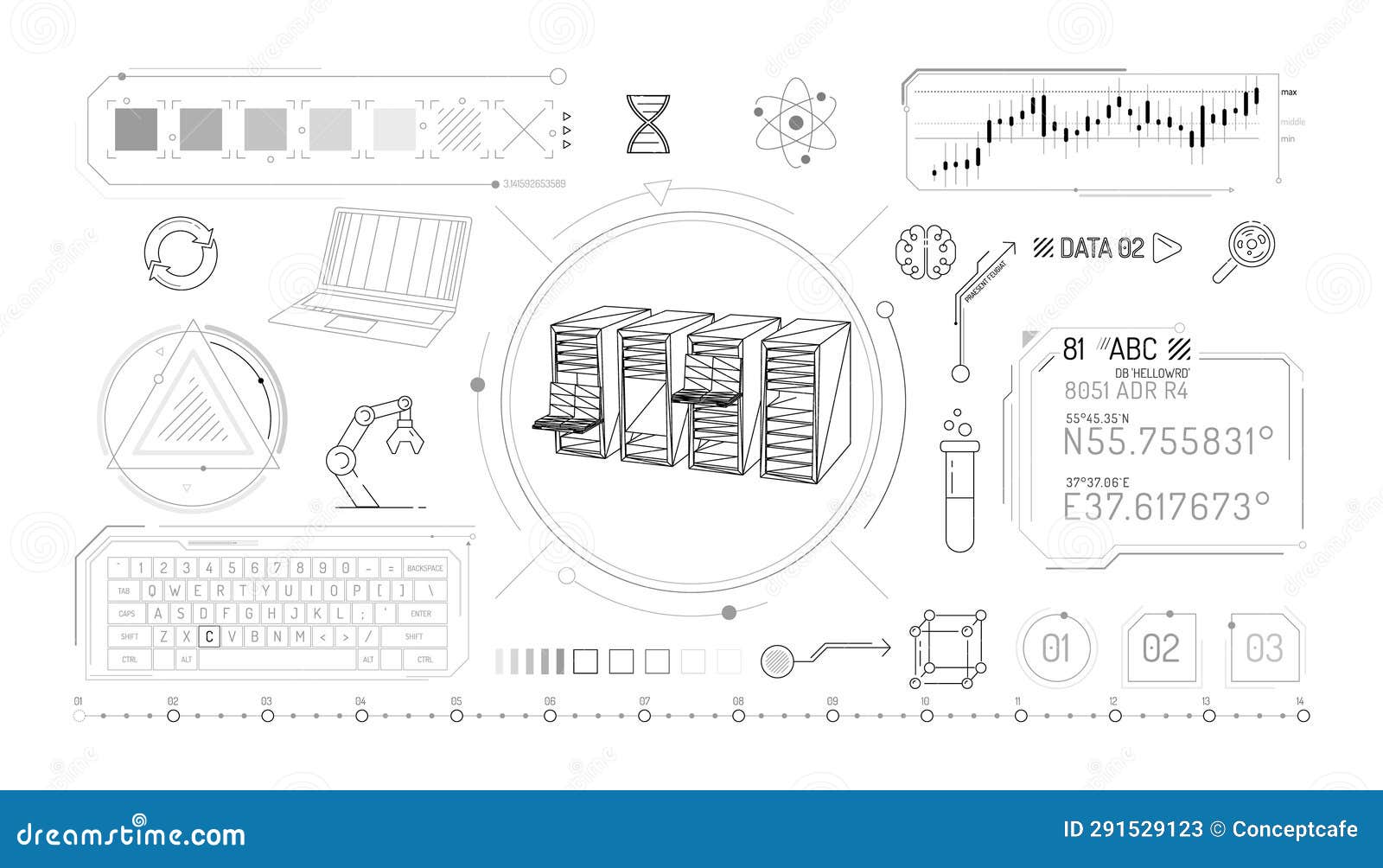 Set of Infographic Elements about Scientific Data Storage. Stock ...