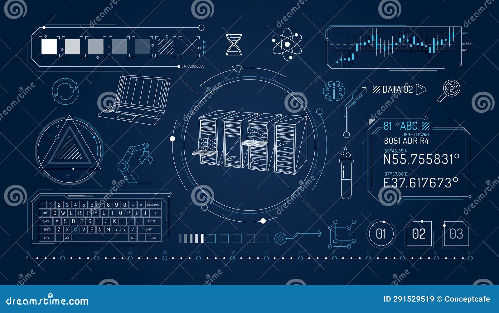 Set of Infographic Elements about Scientific Data Storage. Stock ...