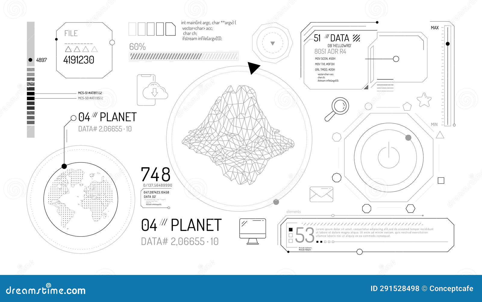 Set of Infographic Elements about the Study of the Planet Earth. Stock ...