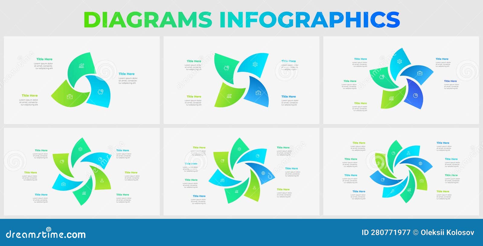 Set of Infographic Presentation Slides. Abstract Cycle Diagrams for ...