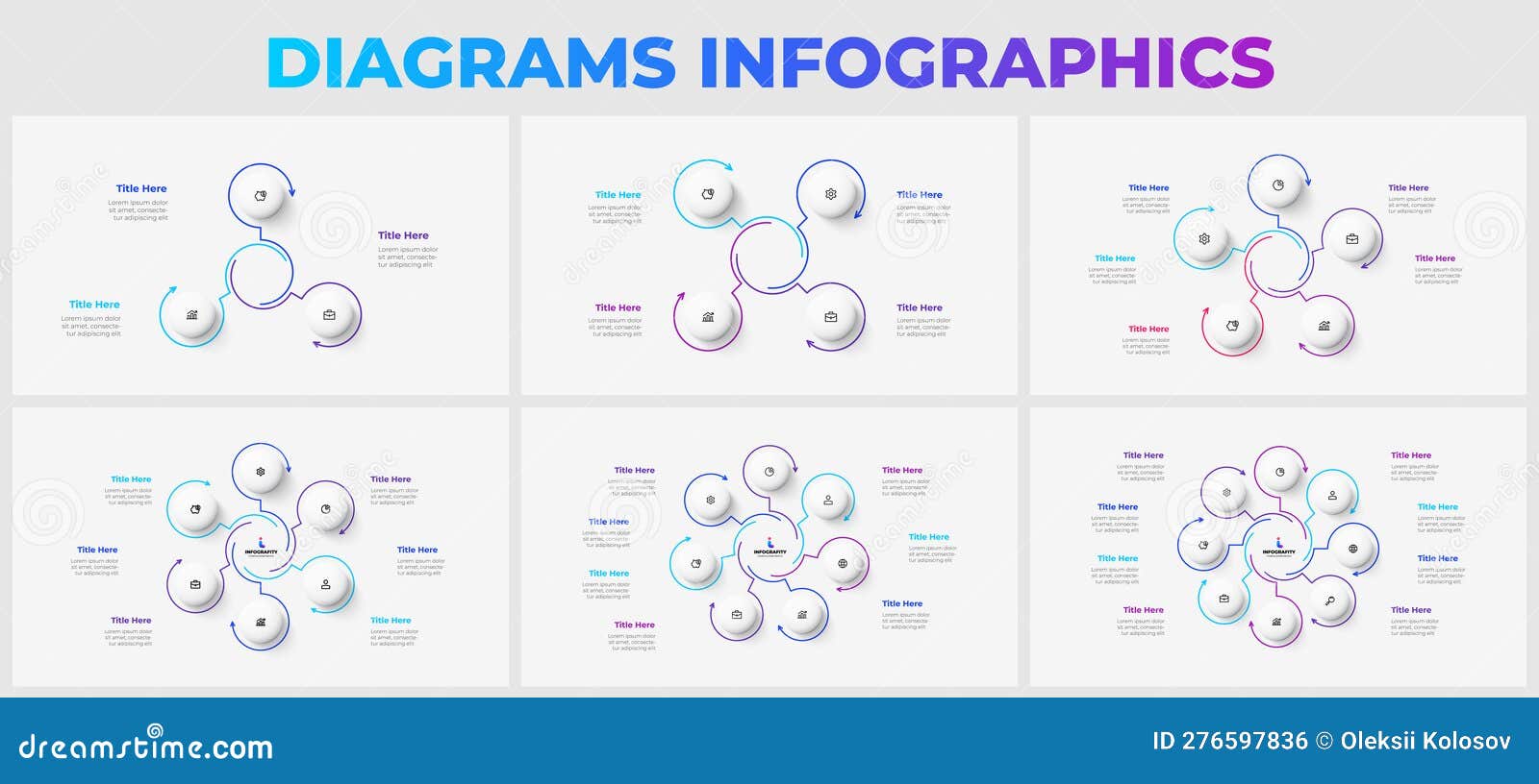 Set Of Round Diagrams Divided Into 3, 4, 5, 6, 7 And 8 Segments ...