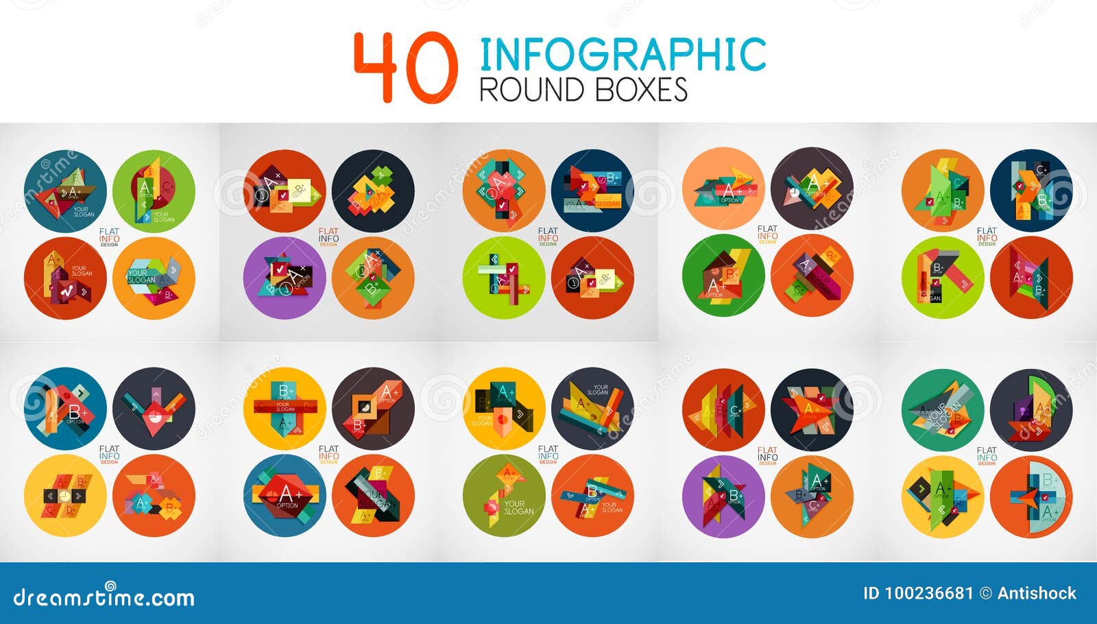 Set of Infographic Round Boxes Stock Vector - Illustration of circle ...