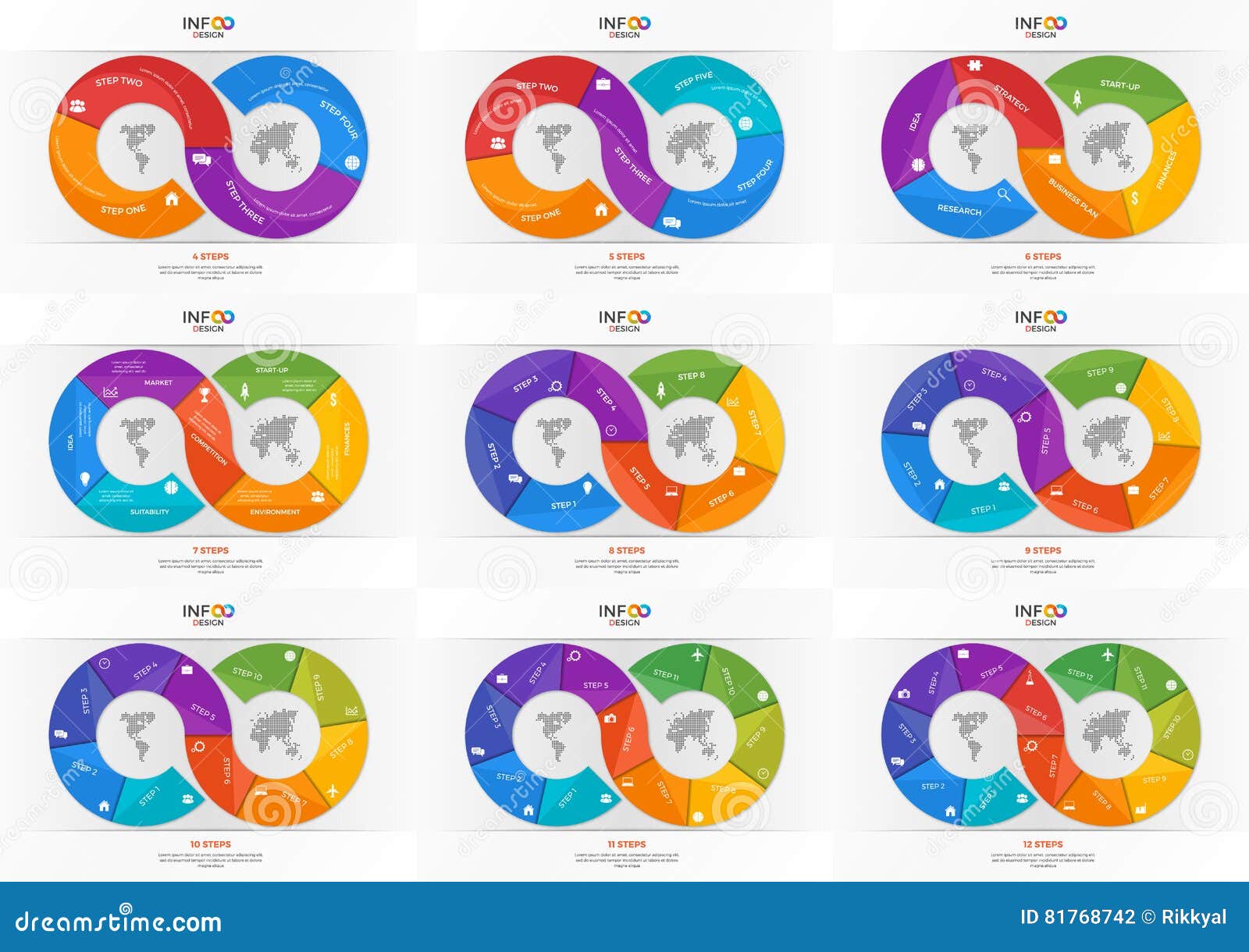 Set of Infographic Templates in the Form of the Infinity Sign Stock ...
