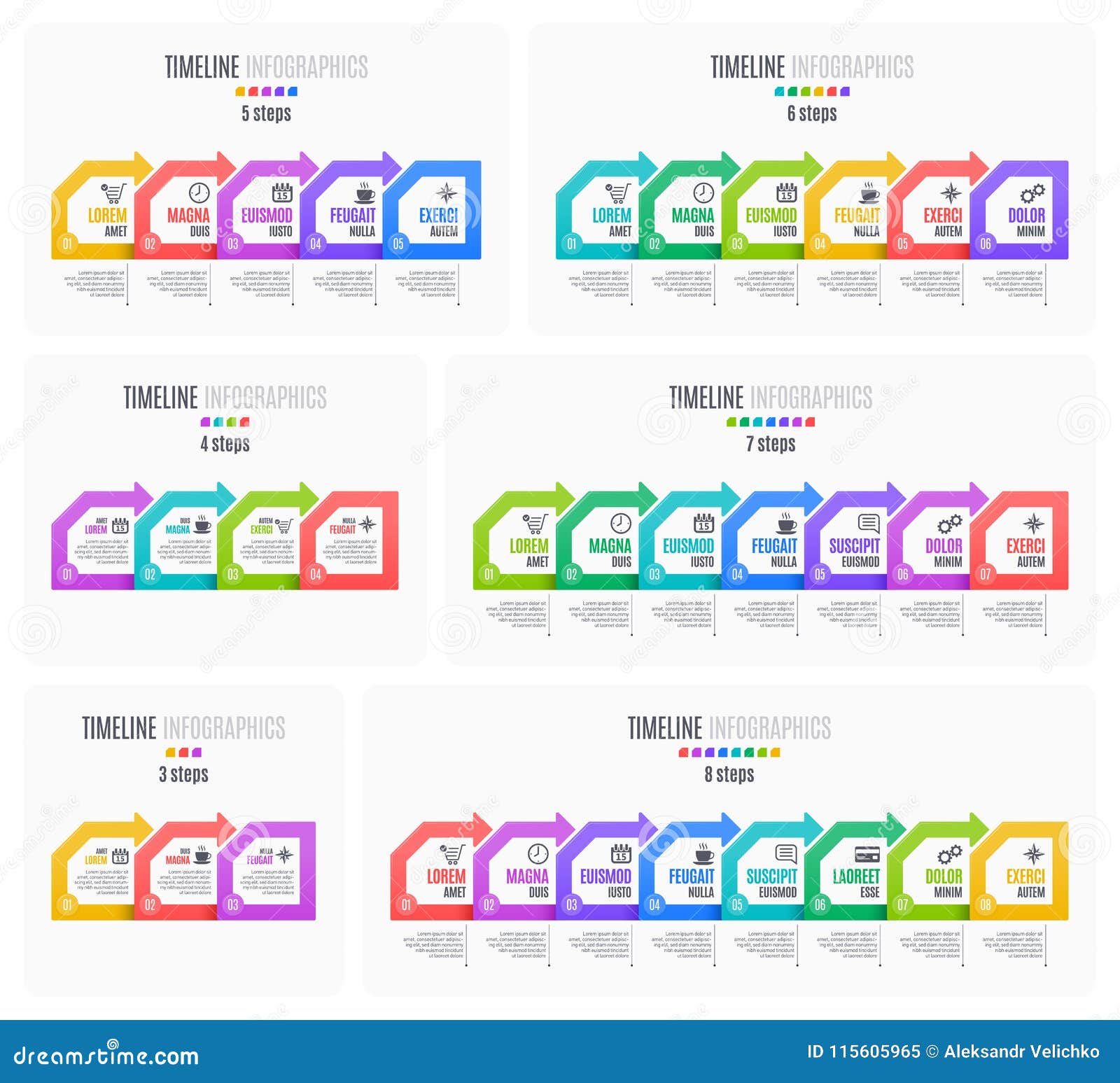 Set of Infographic Timelines, Presentation, Report, Design Layout Stock ...
