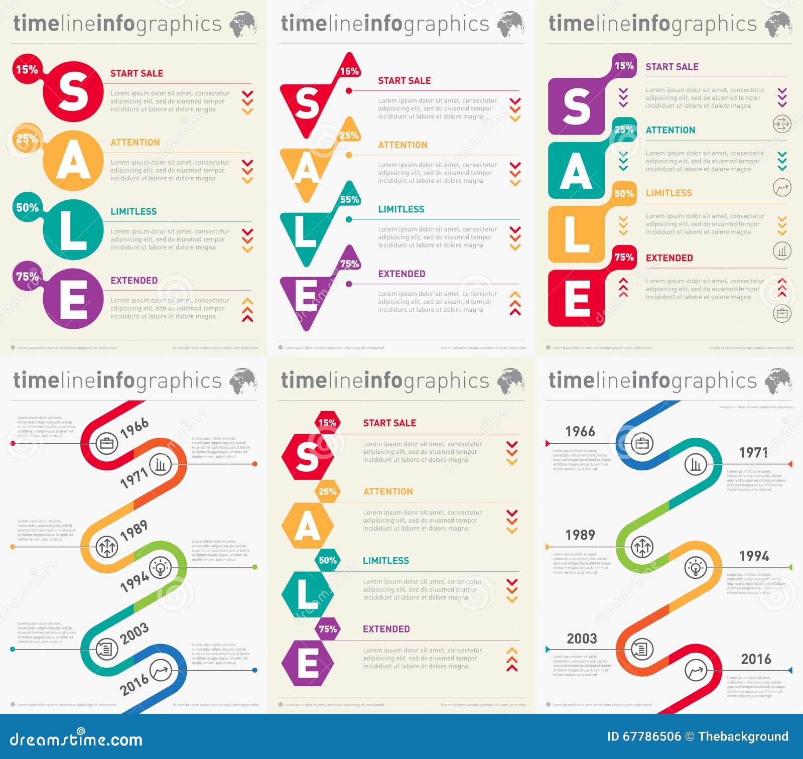 Set of Infographic Timelines. Vector Web Template for Presentation ...