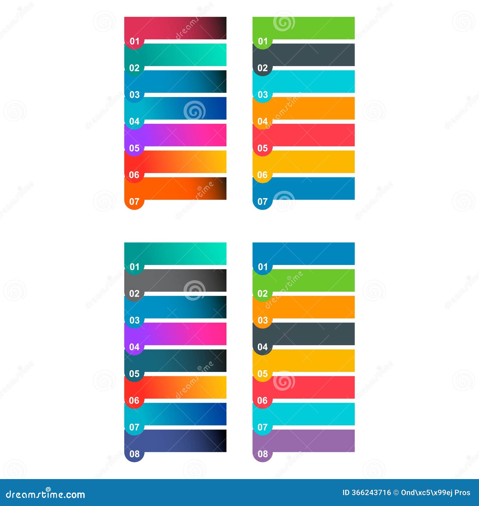 Vertical Diagram, 4 Numbered Elements With Pictograms Cartoon Vector ...