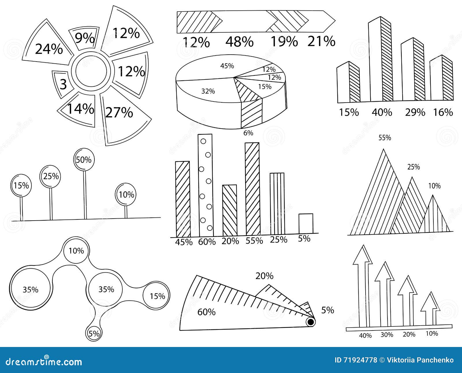 Set of Infographics Coloring Vector Stock Vector - Illustration of data ...