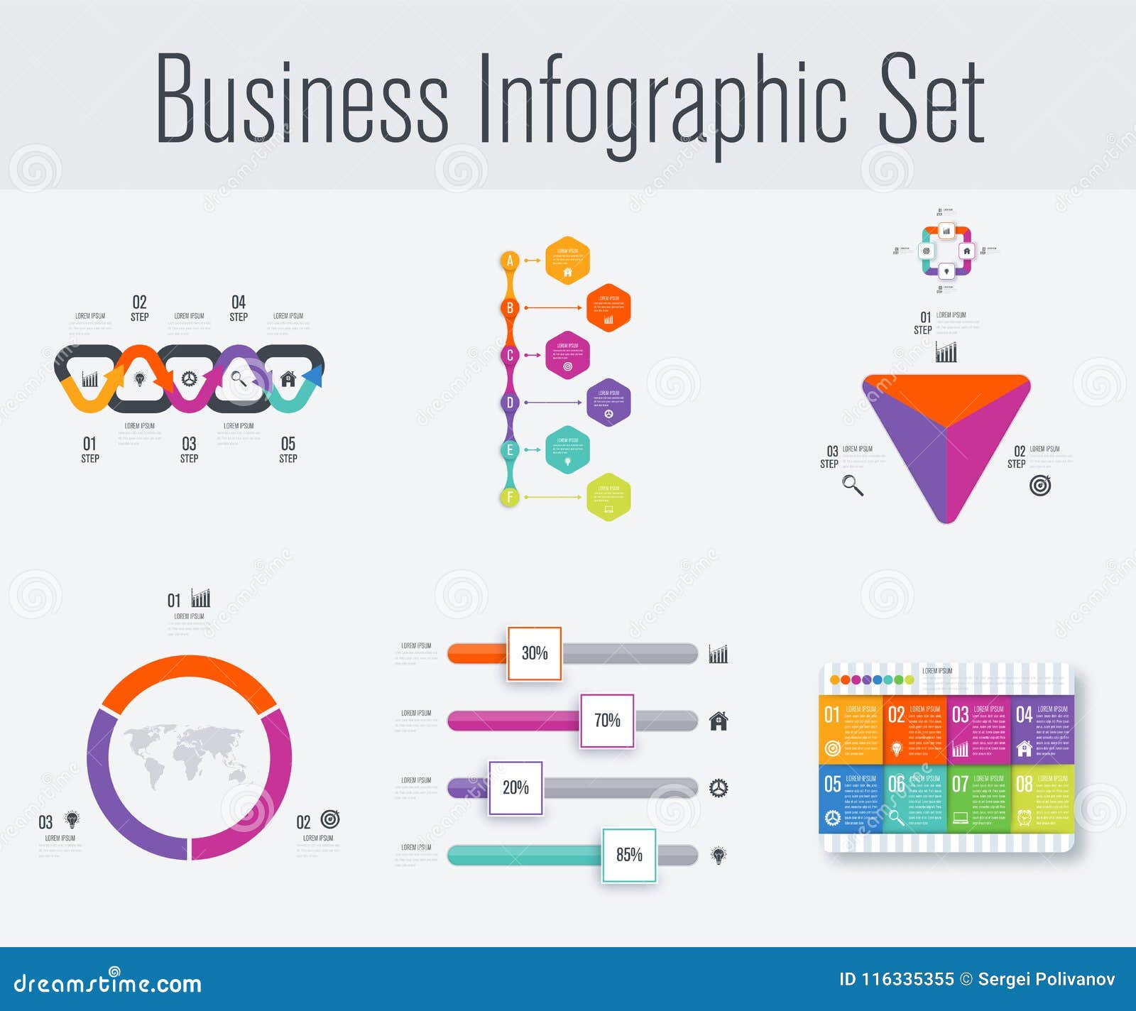 Set with infographics stock vector. Illustration of creative - 116335355