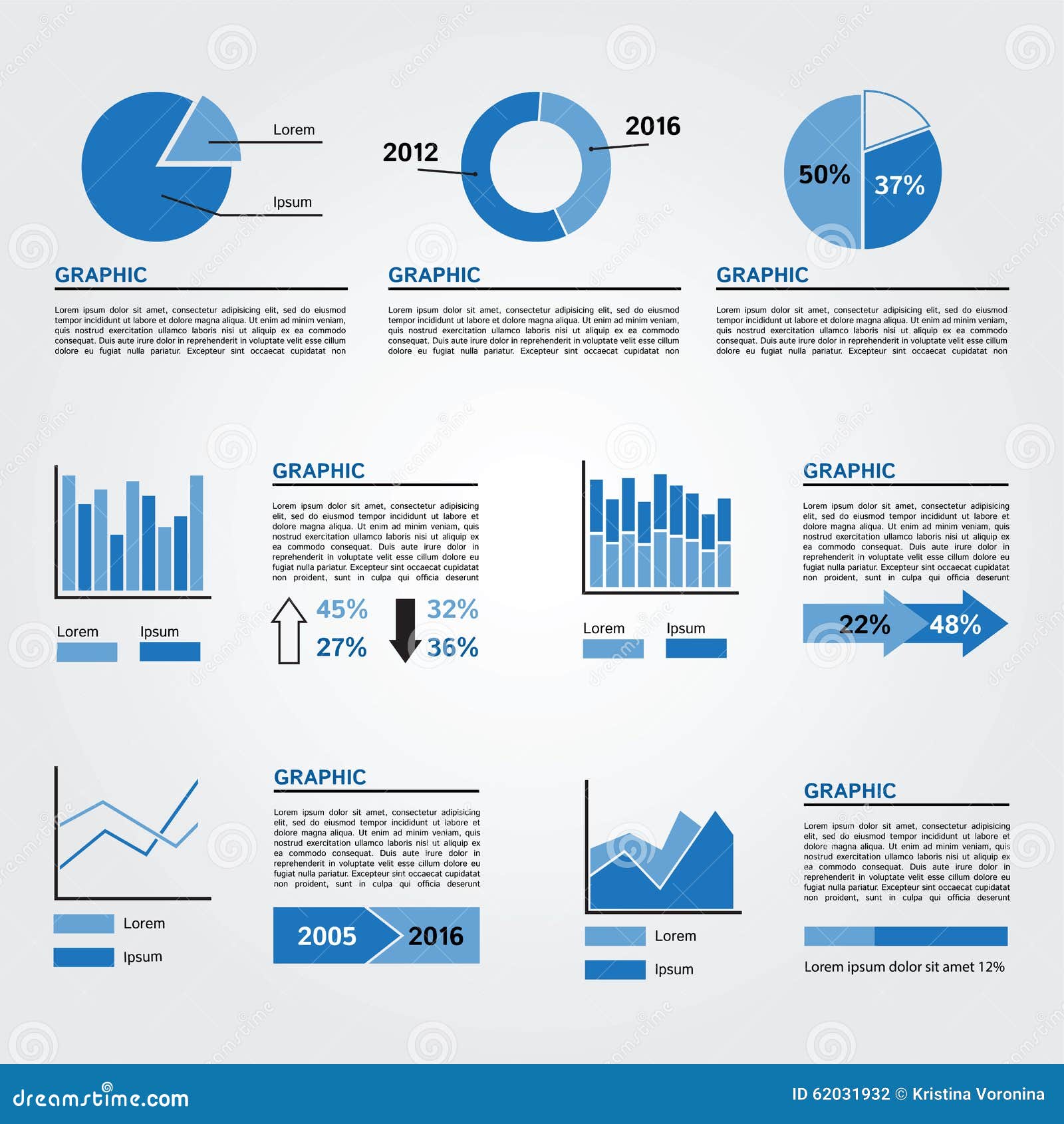 Set of Infographics Elements. Blue Colors Stock Vector - Illustration ...