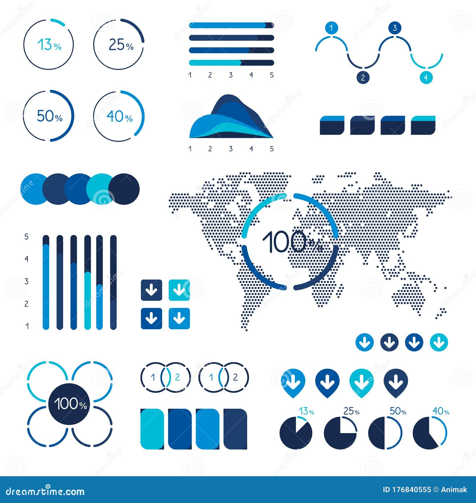 Set Of Infographics Elements. Chart, Graph, Timeline, Speech Bubble ...