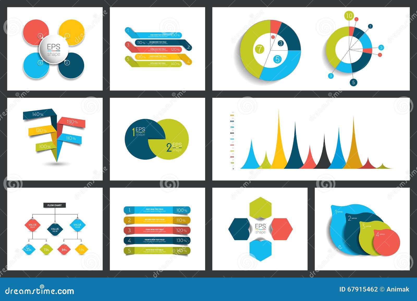 Set Of Infographics Elements Charts, Graphs, Circle Charts, Diagrams ...