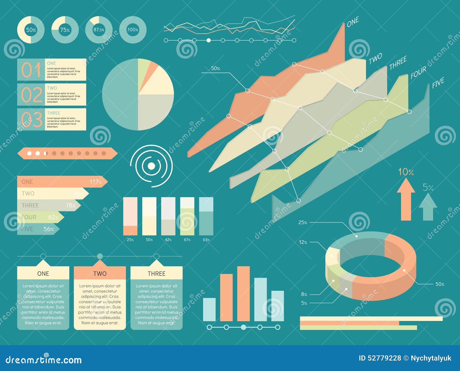 Set of Infographics Elements. Flat Style Vector Illustration Stock ...