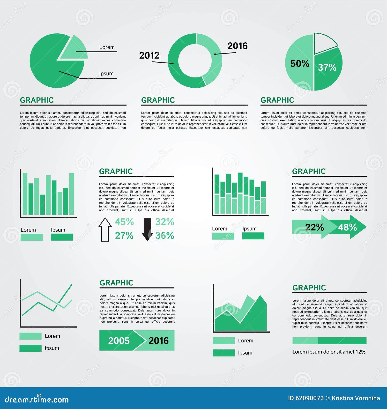 Set of Infographics Elements. Green Colors Stock Vector - Illustration ...