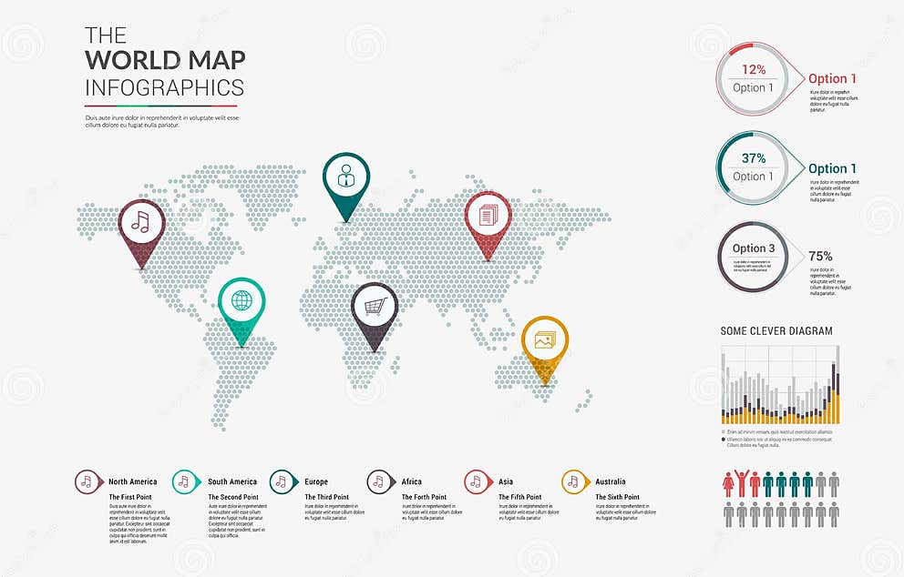 Set of Infographics Elements - World Map, Diagrams Templates. Stock ...