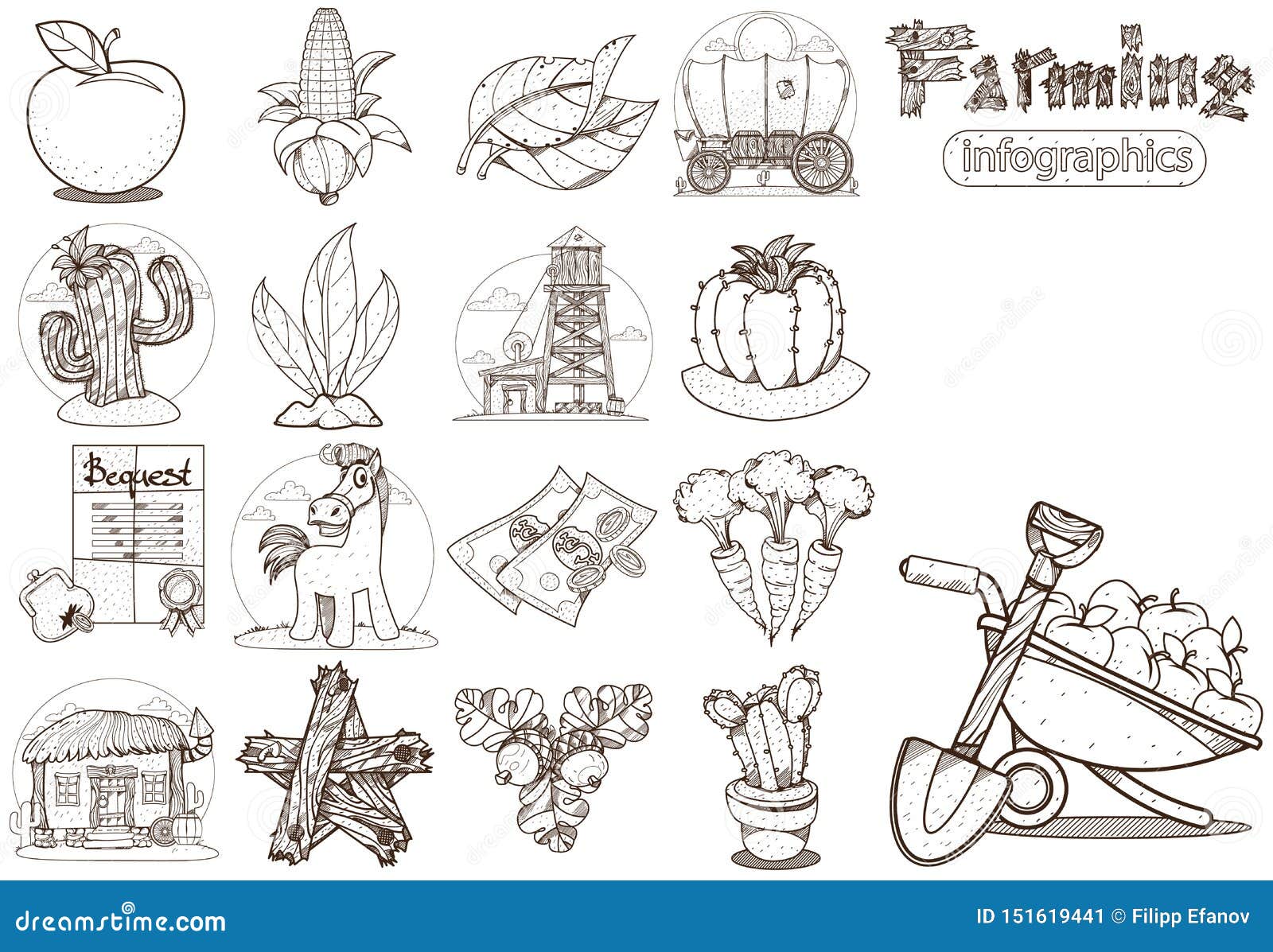 Set of Infographics on Farming. Agriculture Outline Drawing for ... Set of Infographics on Farming. Agriculture Outline Drawing for ...