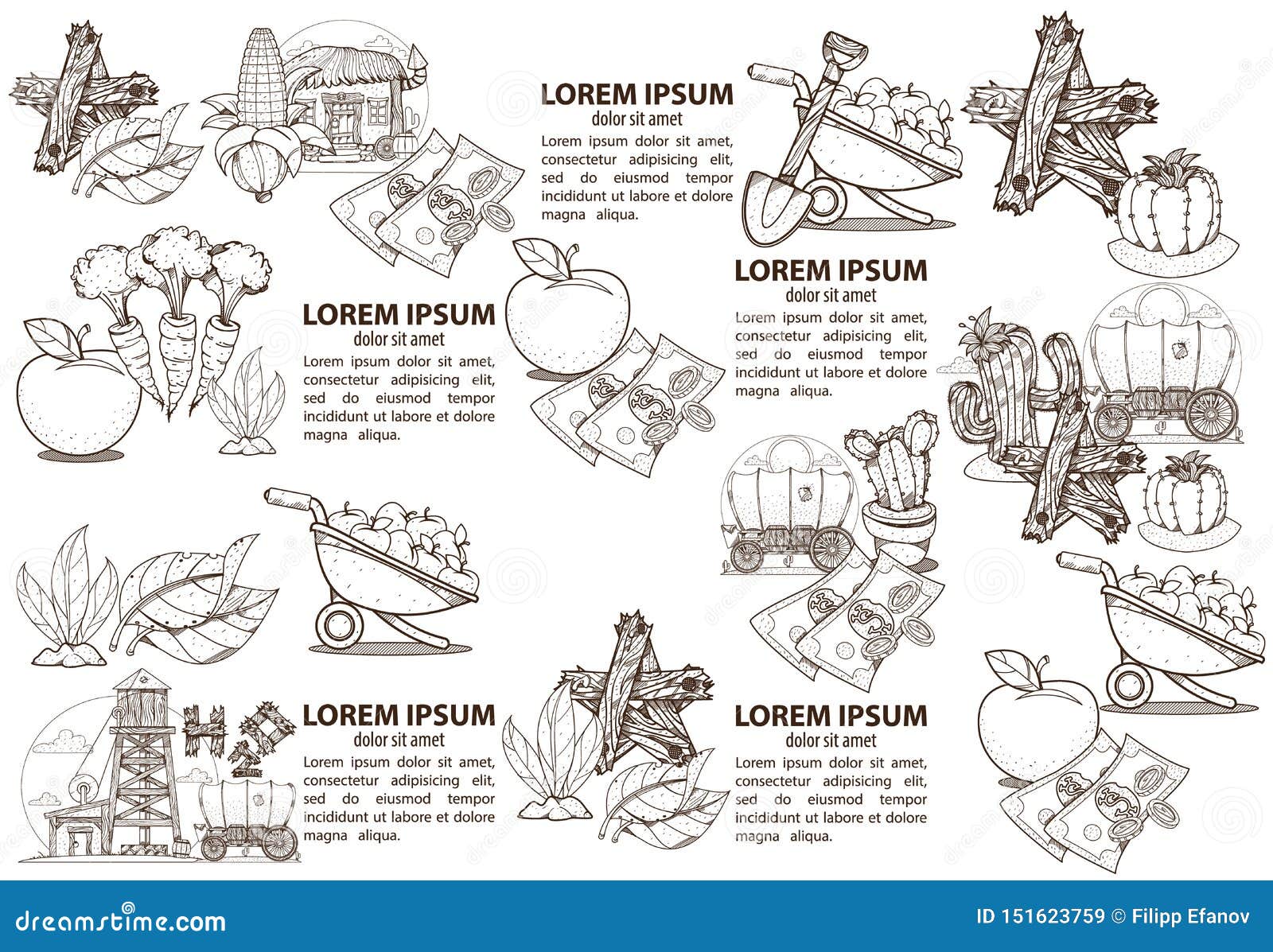 Set of Infographics on Farming. Agriculture Outline Drawing for ... Set of Infographics on Farming. Agriculture Outline Drawing for ...