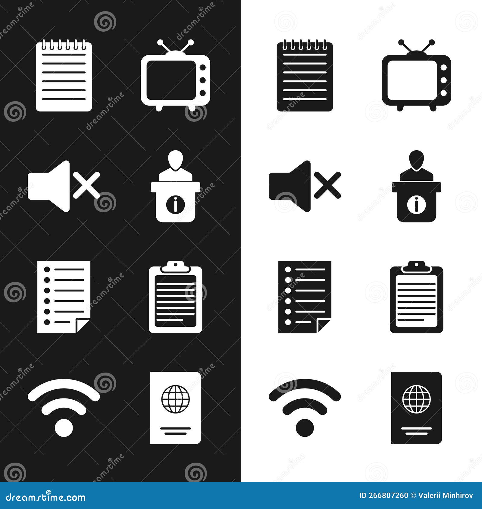 Set Information Desk, Speaker Mute, Notebook, Television Tv, Document ...