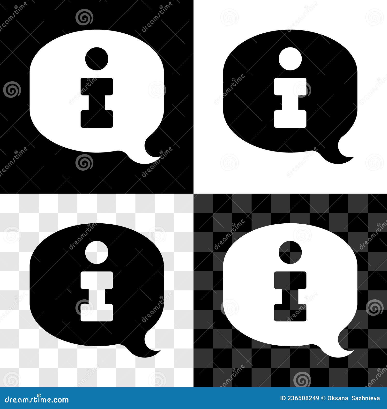 Set Information Icon Isolated on Black and White, Transparent ...