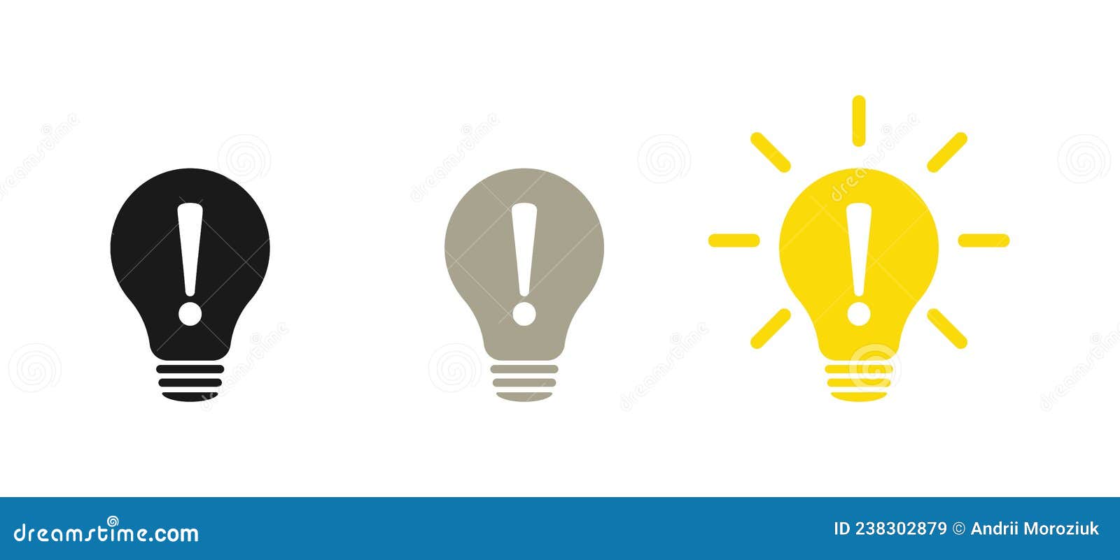 Set of Information Light Bulb Icons, Idea and Answer. Success Concept ...