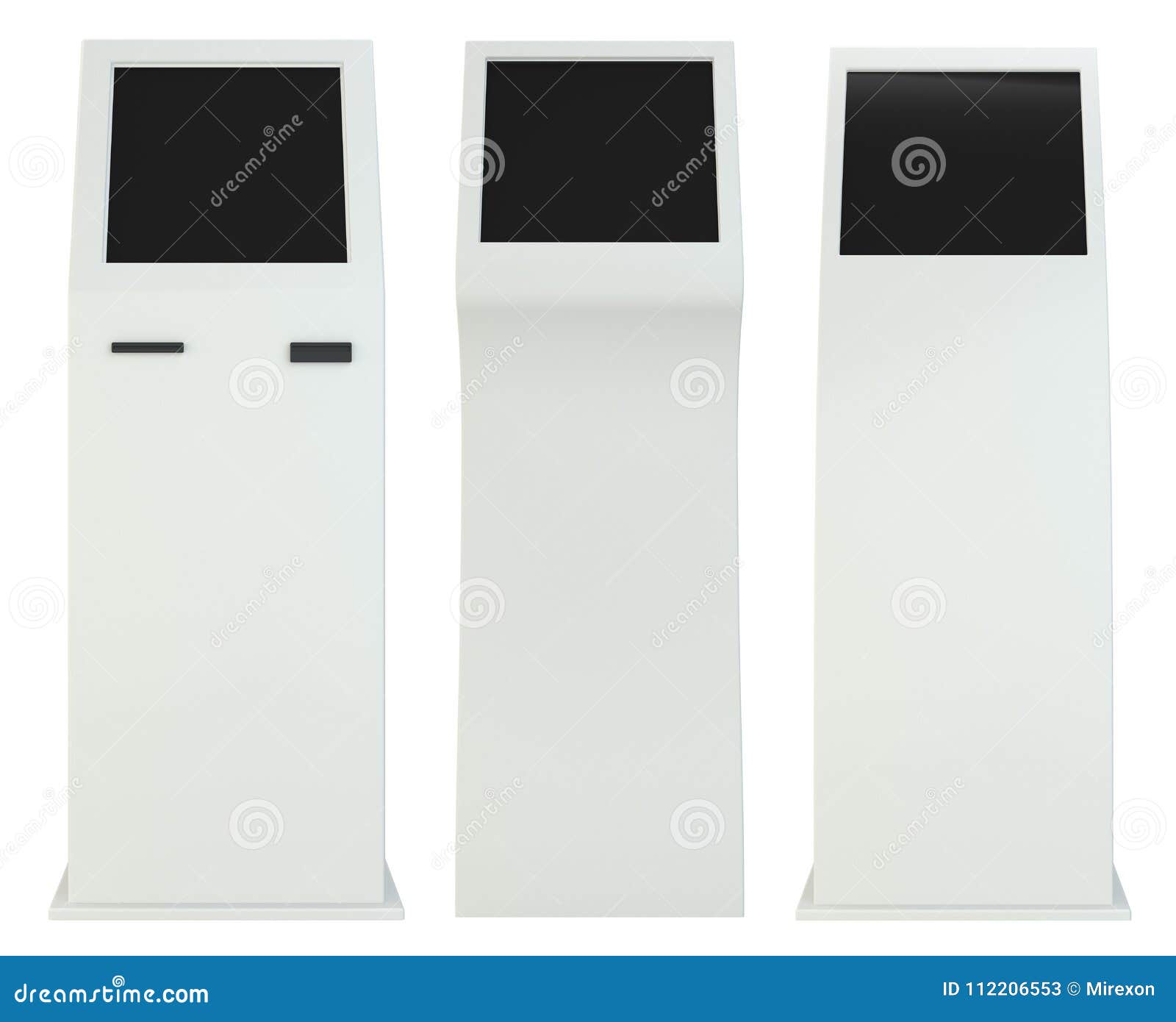 Set Information Terminal. Interactive Kiosk on White Background ...