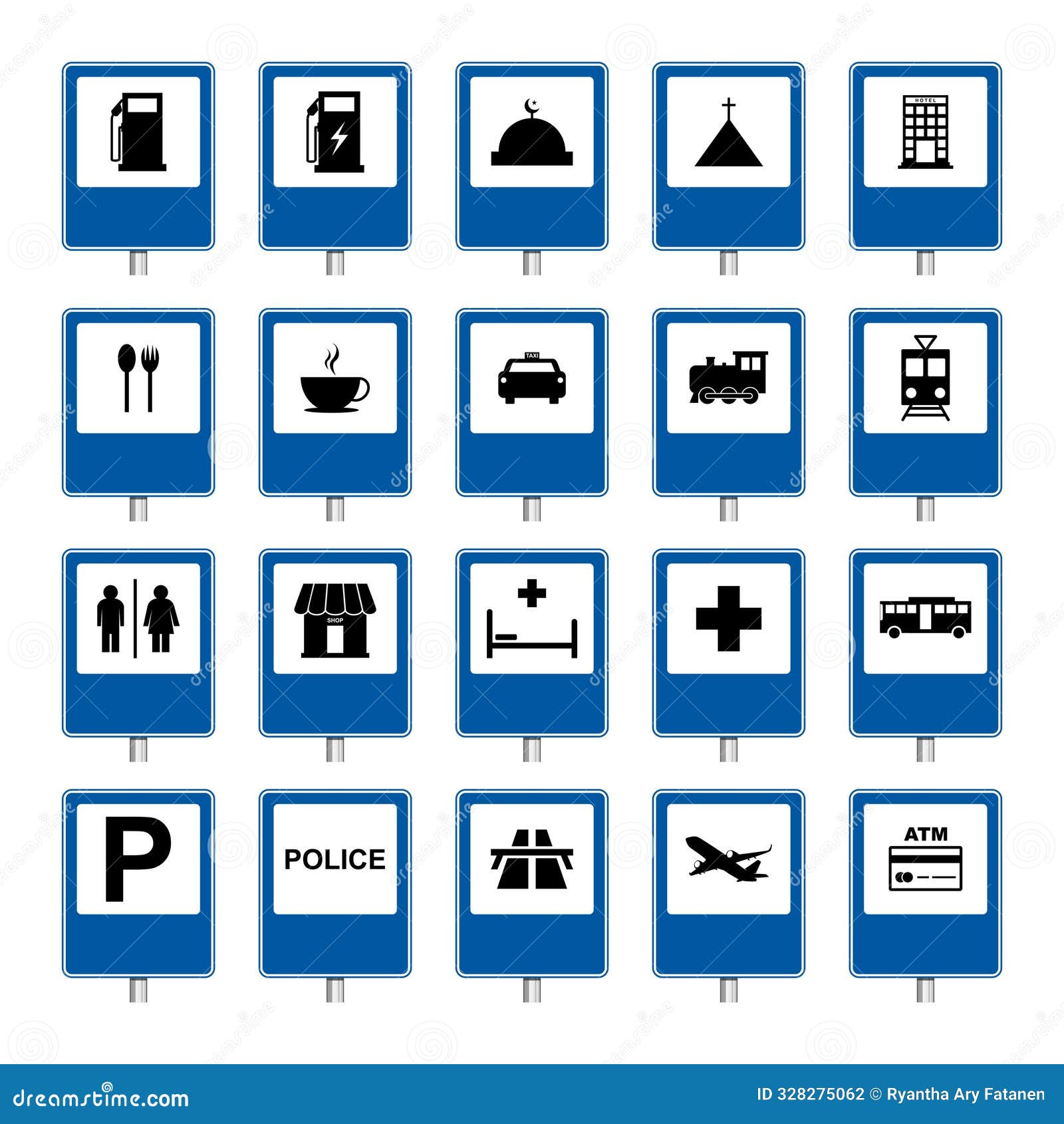 Set of Information Traffic Signs. Road Highway Signs Vector Stock ...