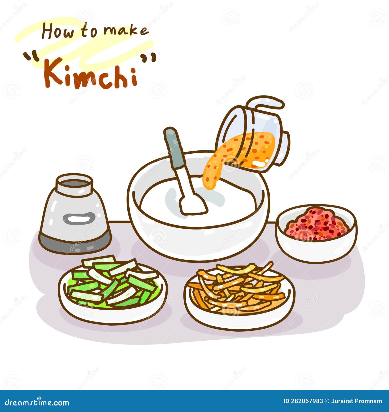 How to make kimchi vector. stock vector. Illustration of korea - 282067983
