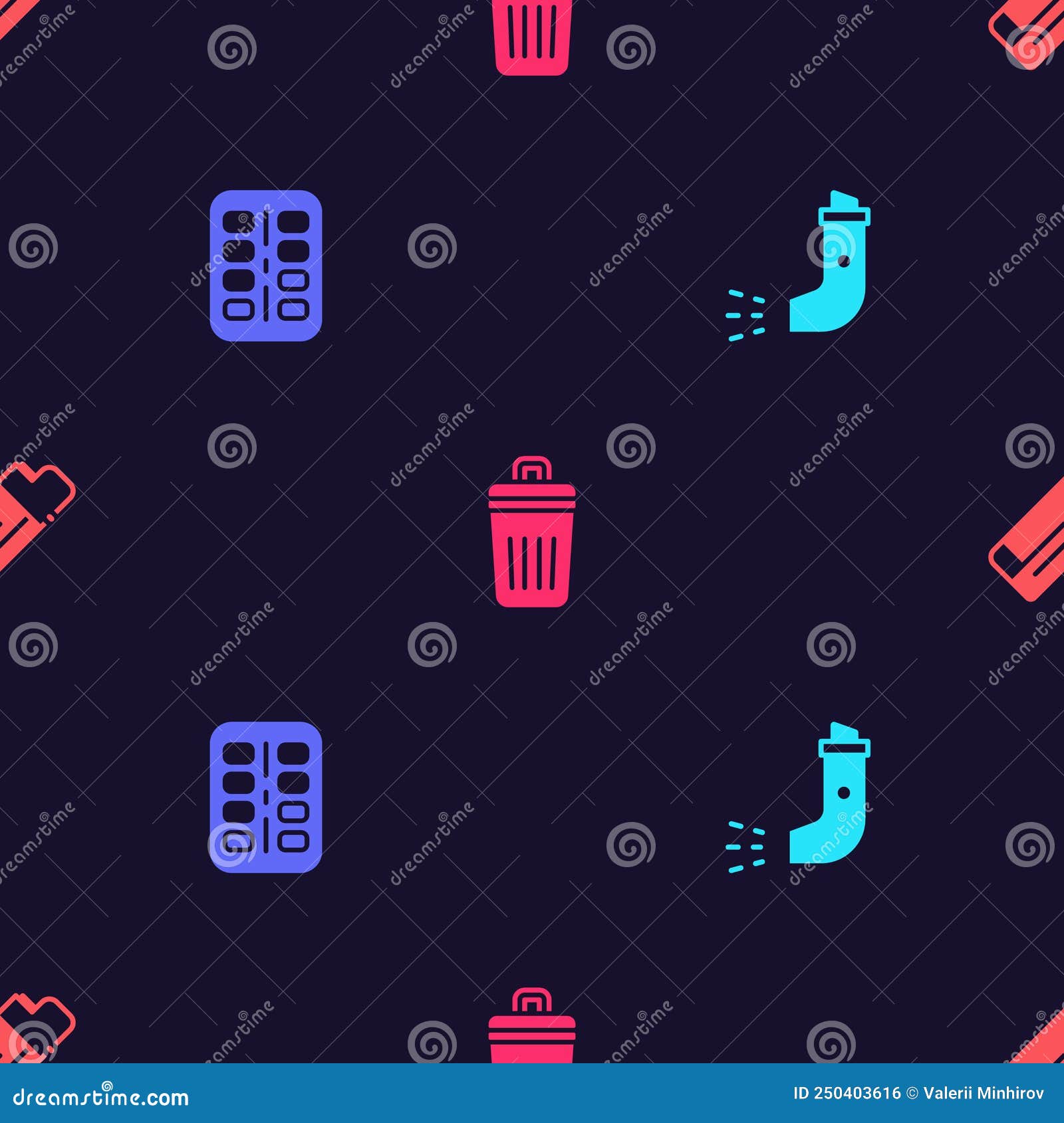 Pack Of Trash Bin, Qr Code And Coronavirus Injections Line Icons ...