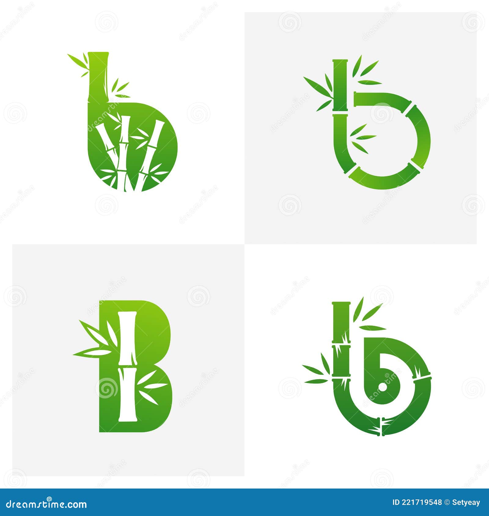 Set of Initial B with Bamboo Logo Vector Template, Creative Bamboo Logo ...