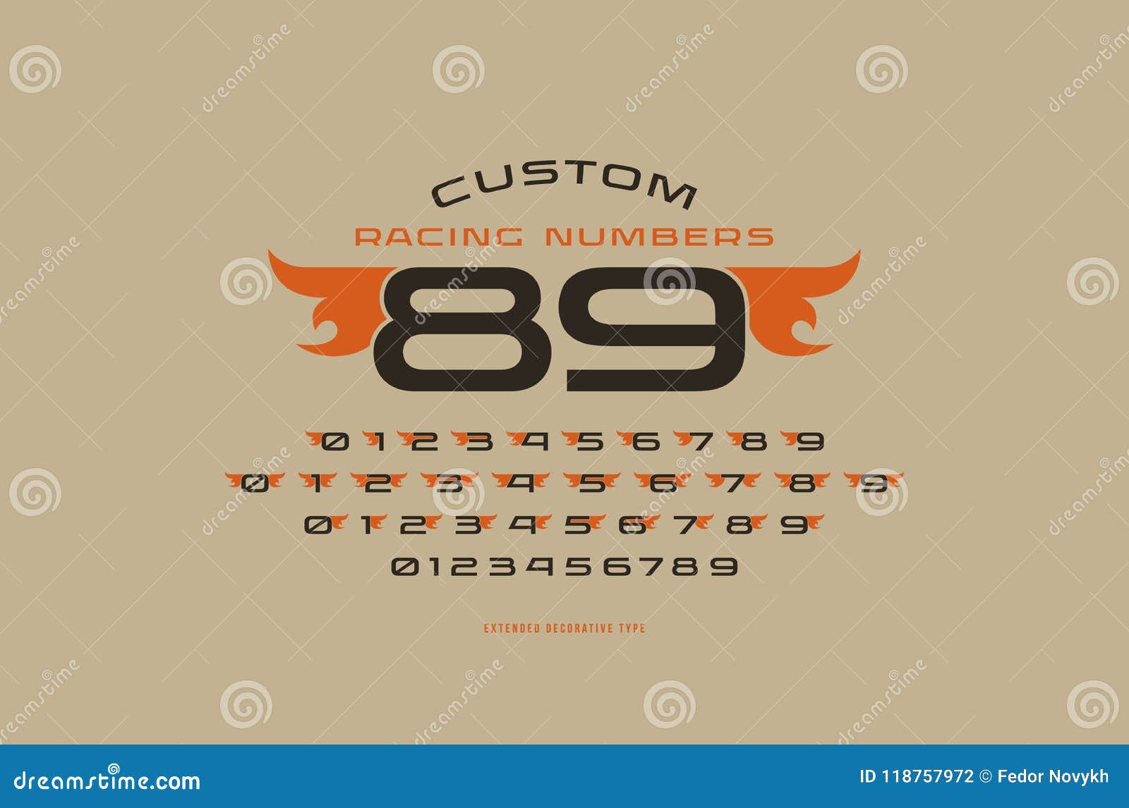 Set of Initial Numbers in Racing Style Stock Vector - Illustration of ...