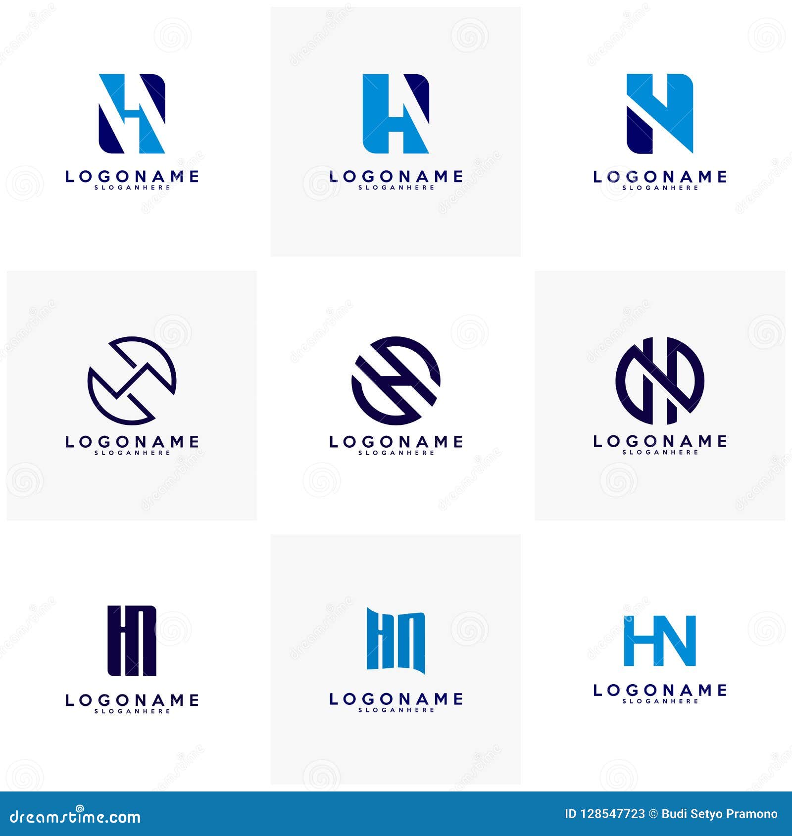 SEt of Initial HN Logo Vector Template Stock Vector - Illustration of ...