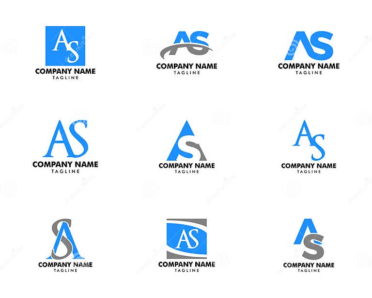 Set of Initial Letter AS Logo Template Design Stock Vector ...
