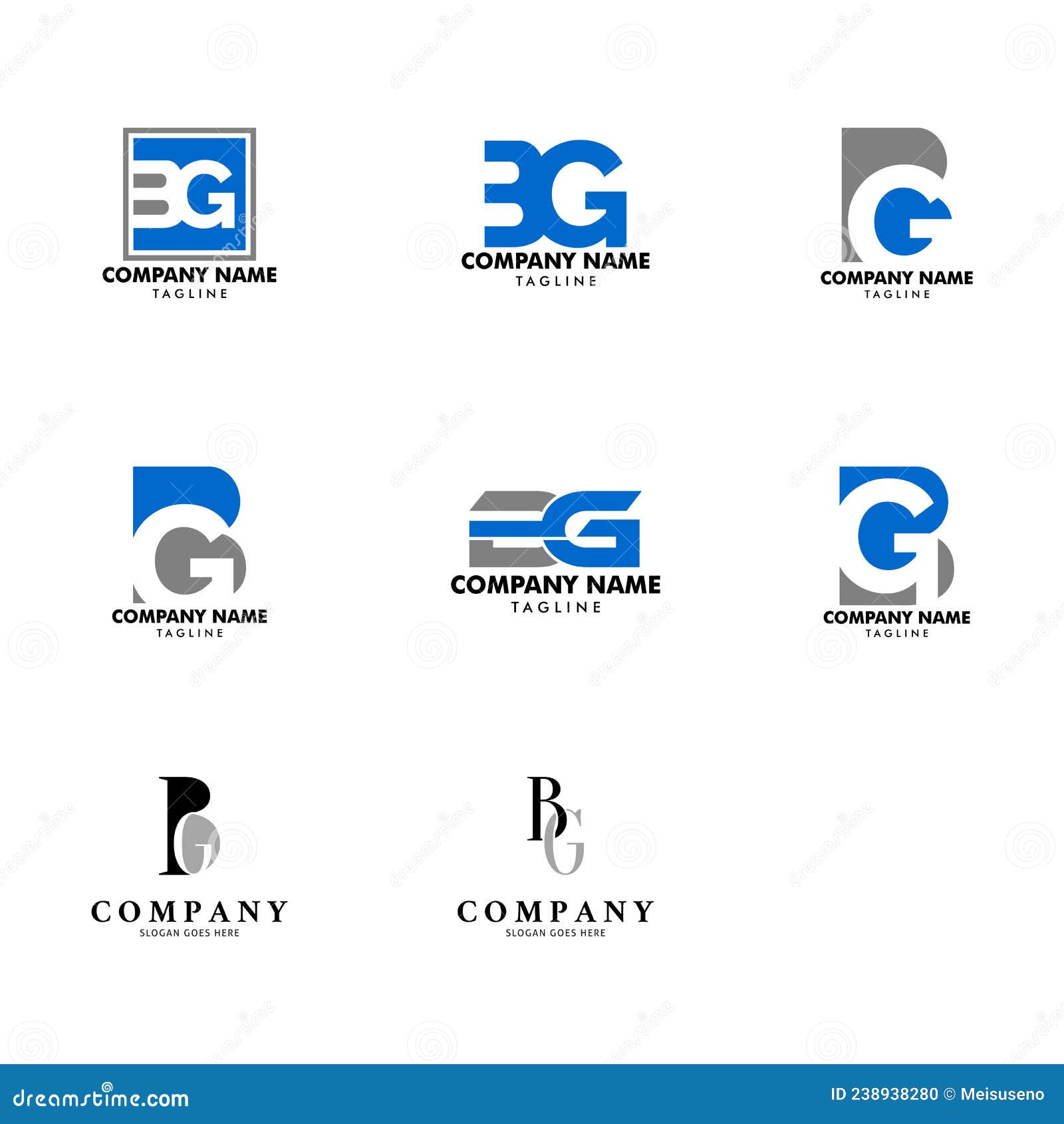 Set of Initial Letter BG Logo Template Design Stock Vector ...