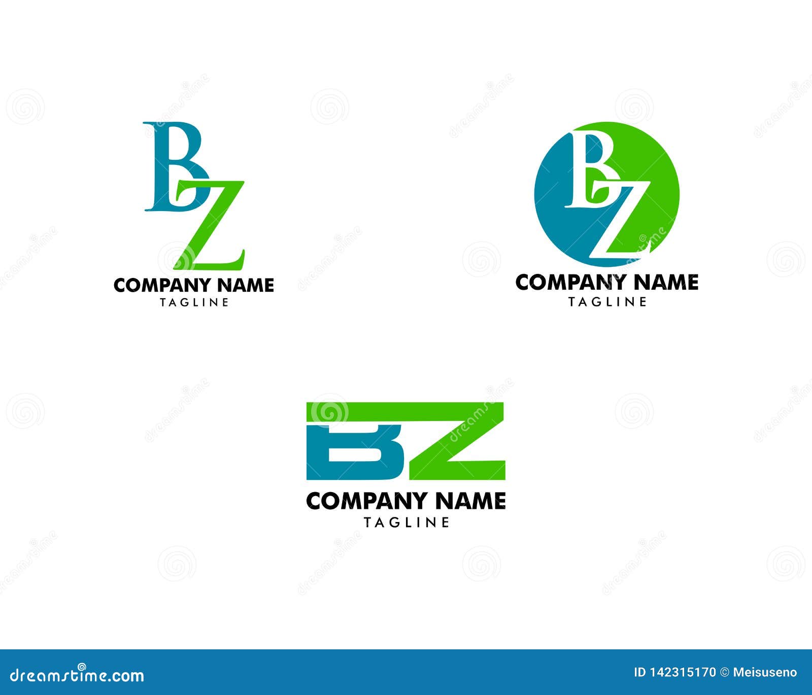 Set of Initial Letter BZ Logo Template Design Stock Vector ...