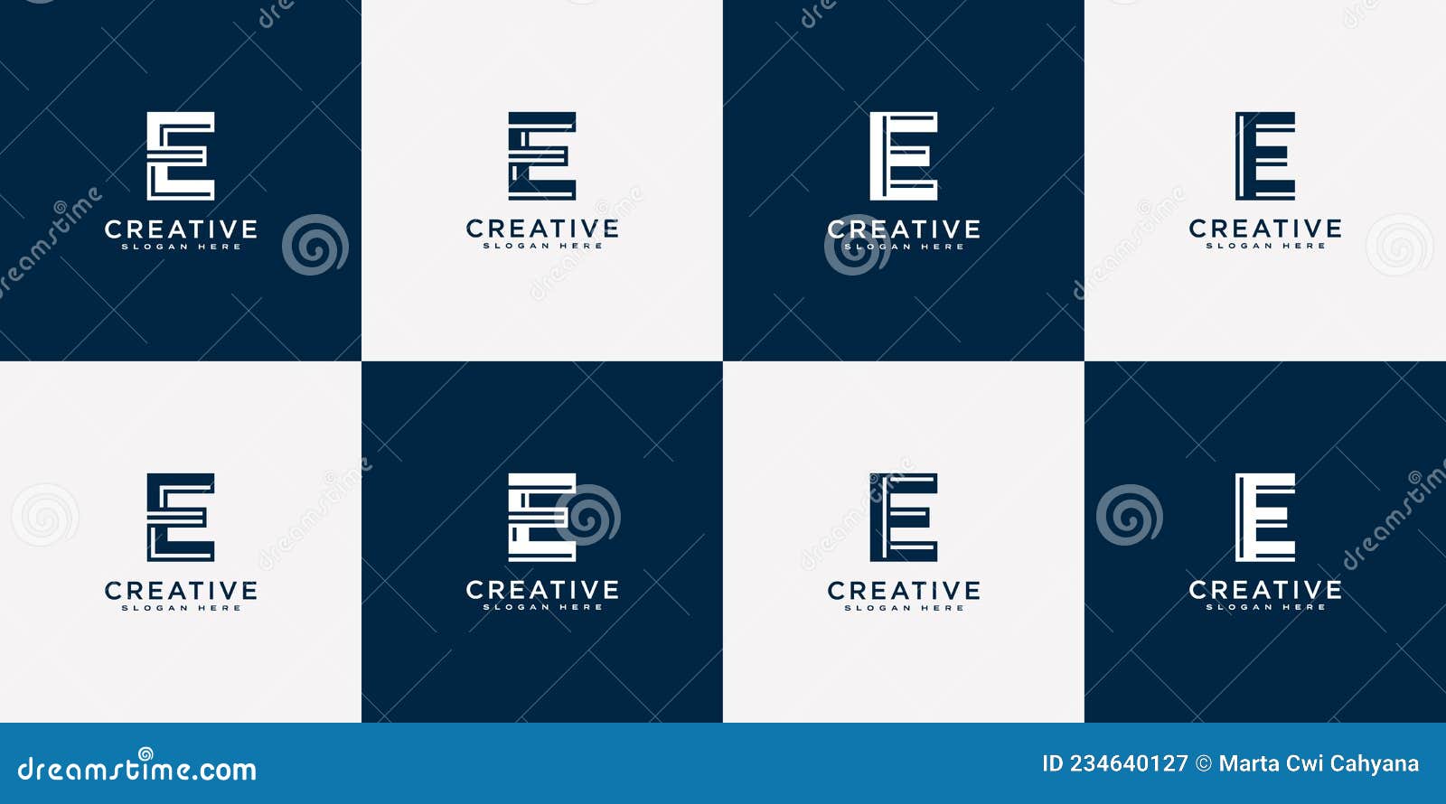 Set of Initial Letter E Logo Design Vector Line Style Stock Vector ...