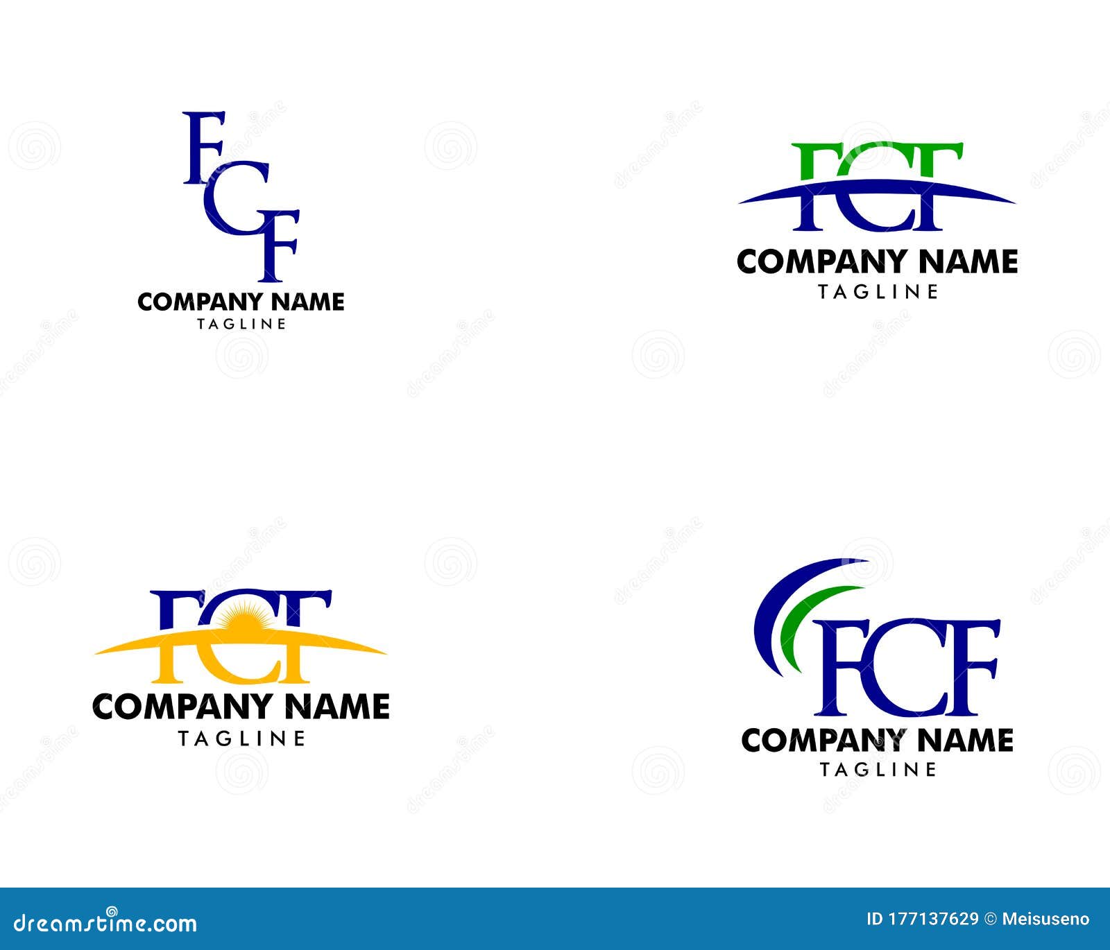 Set of Initial Letter FCF Logo Template Design Stock Vector ...