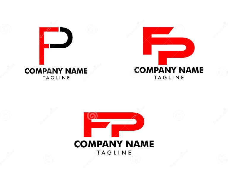 Set of Initial Letter FP Logo Template Design Stock Vector ...