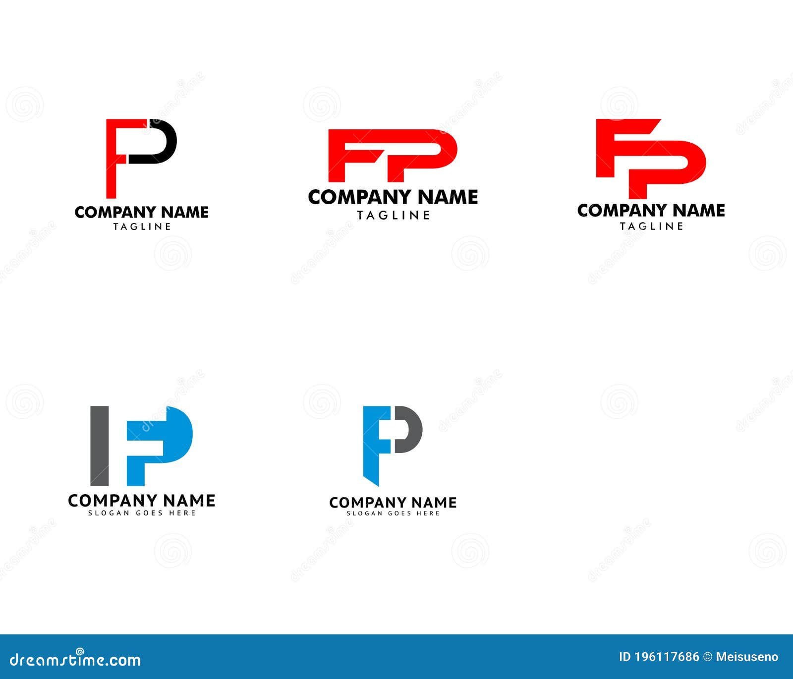 Set of Initial Letter FP Logo Template Design Stock Vector ...